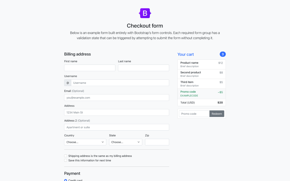 Examples Bootstrap v5.2 in English