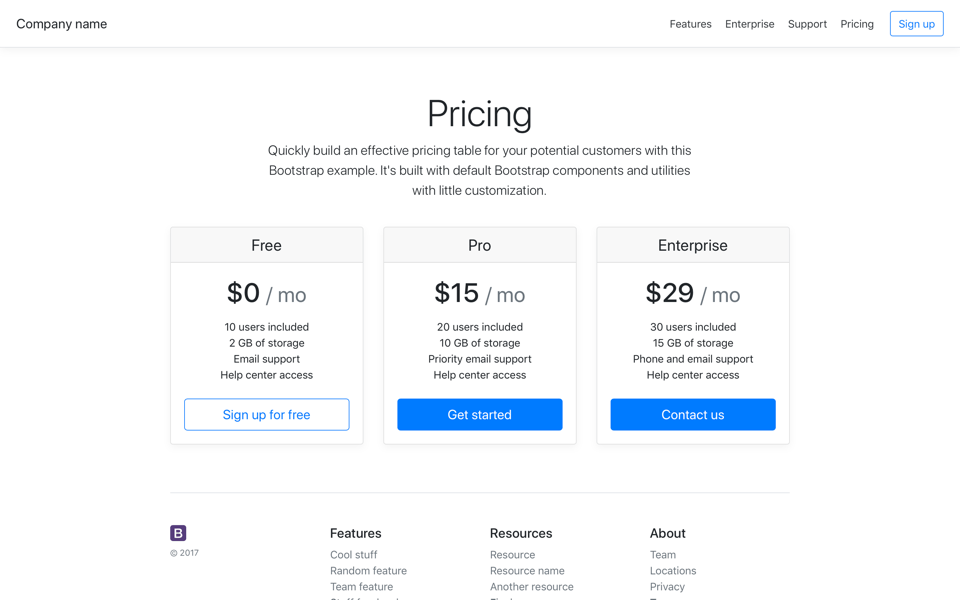Examples Bootstrap v5.2 in English